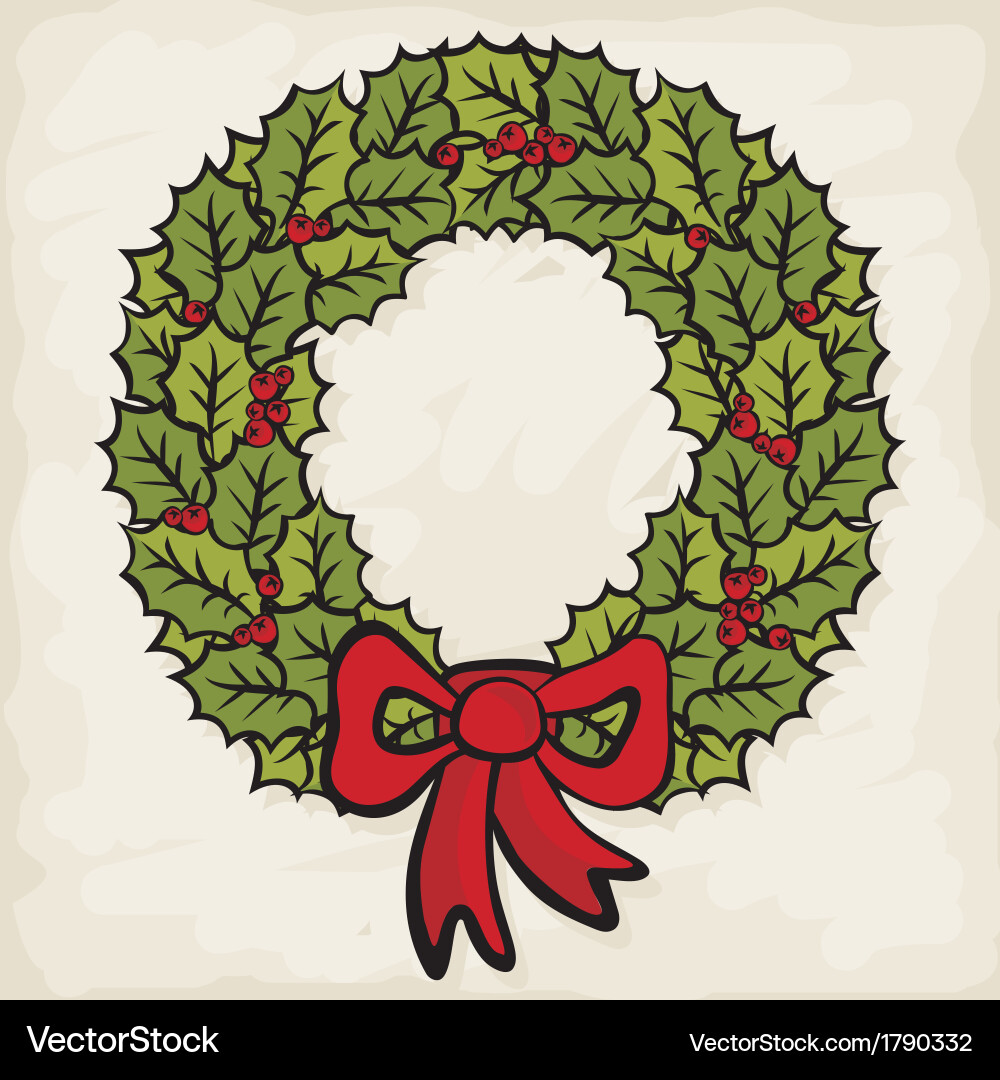 Festive Holly Wreath Royalty Free Vector Image