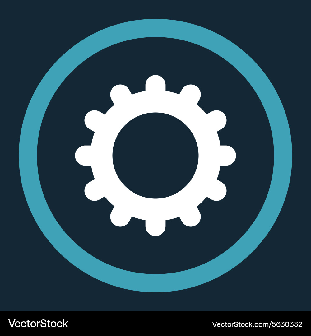 Gear flat blue and white colors rounded Royalty Free Vector