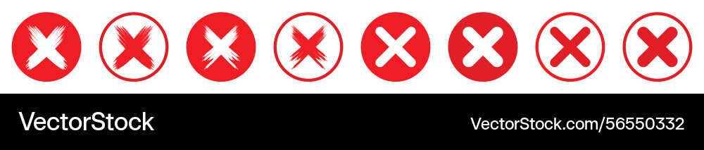 Grunge red x sign wrong mark cross brush Vector Image