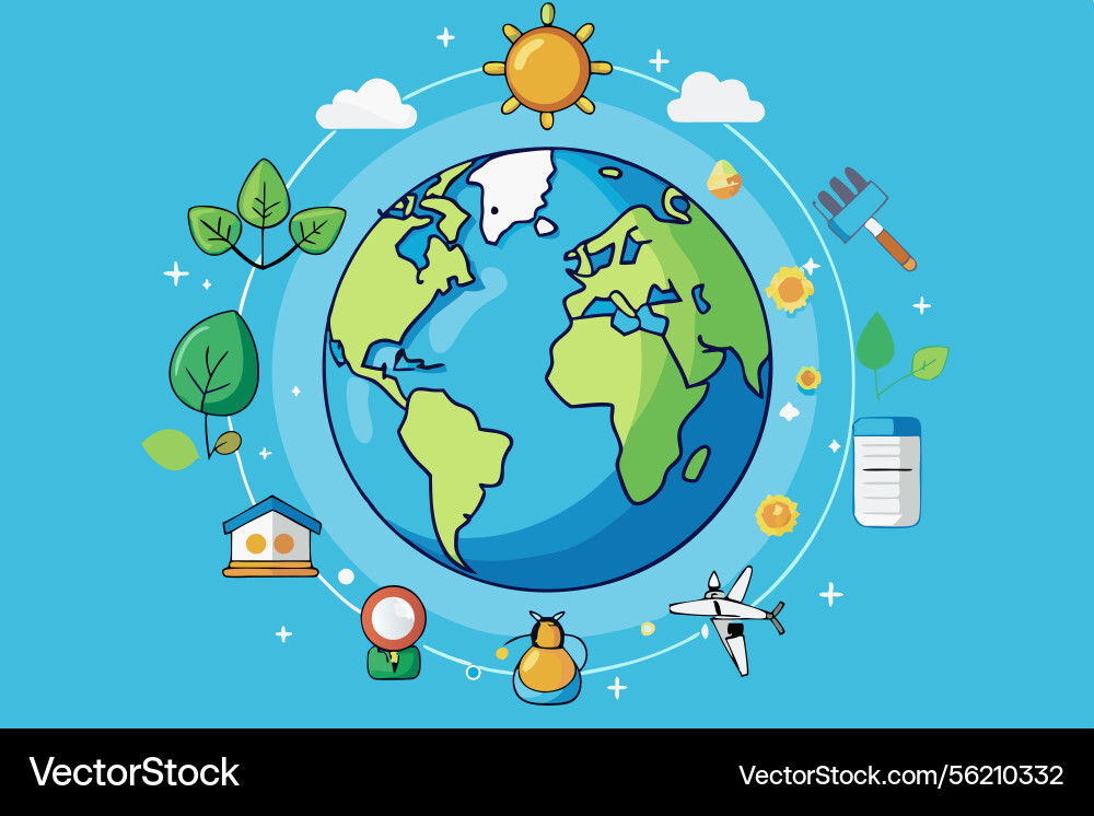 Protecting our planet earth a vibrant day Vector Image