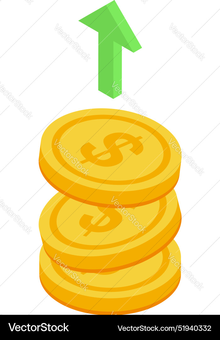 Stack of gold coins increasing showing profit Vector Image