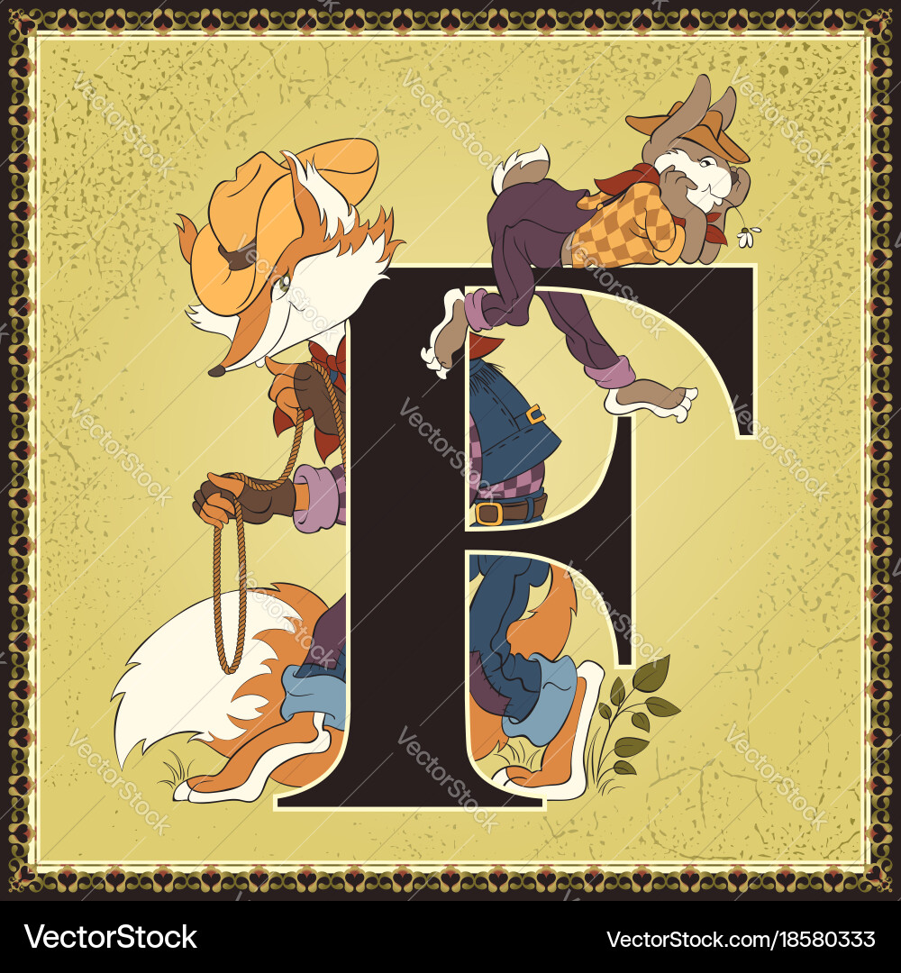 Brer Rabbit & Fox Alphabet F Royalty Free Vector Image