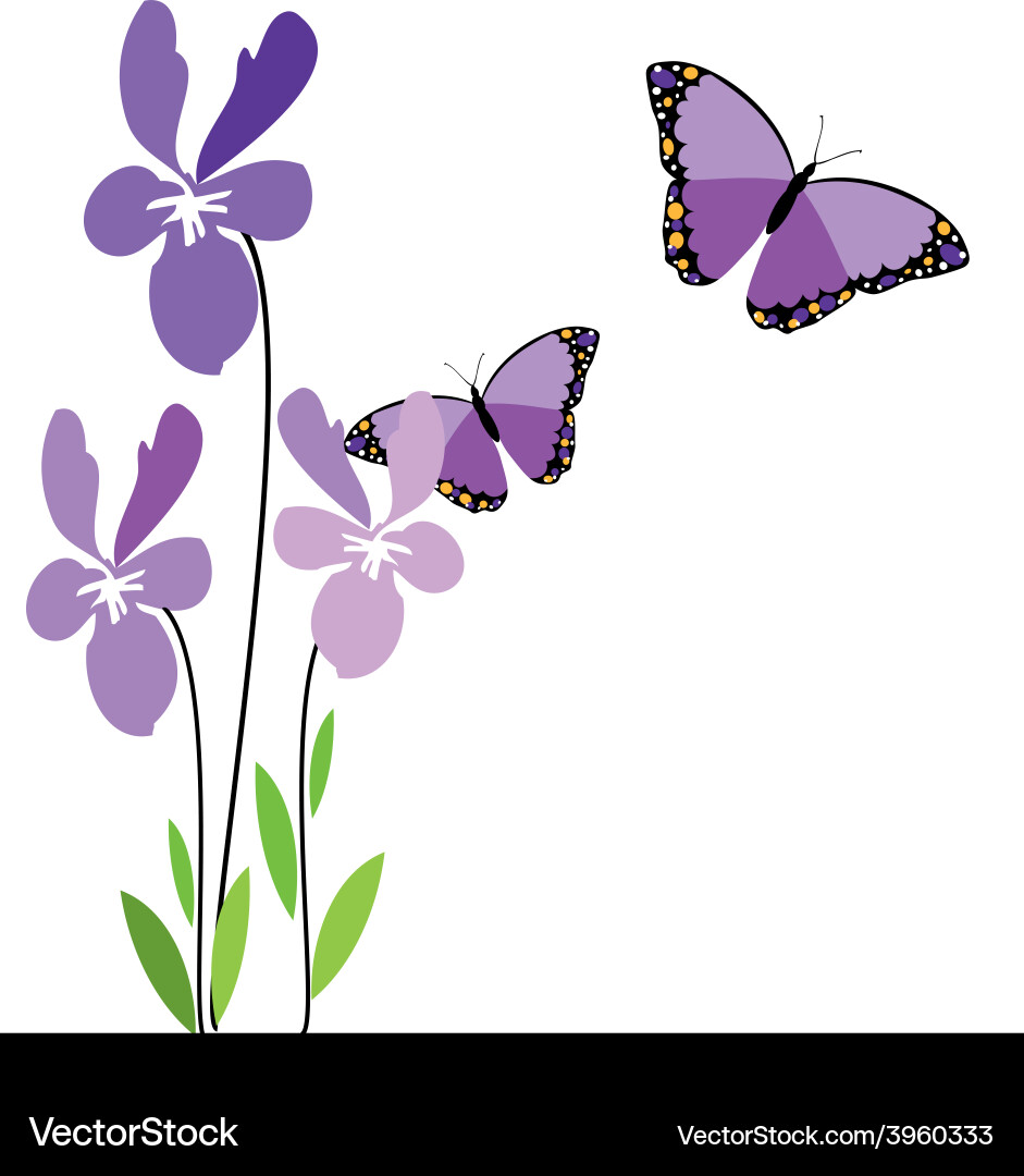 Butterflies and flowers 10 Royalty Free Vector Image