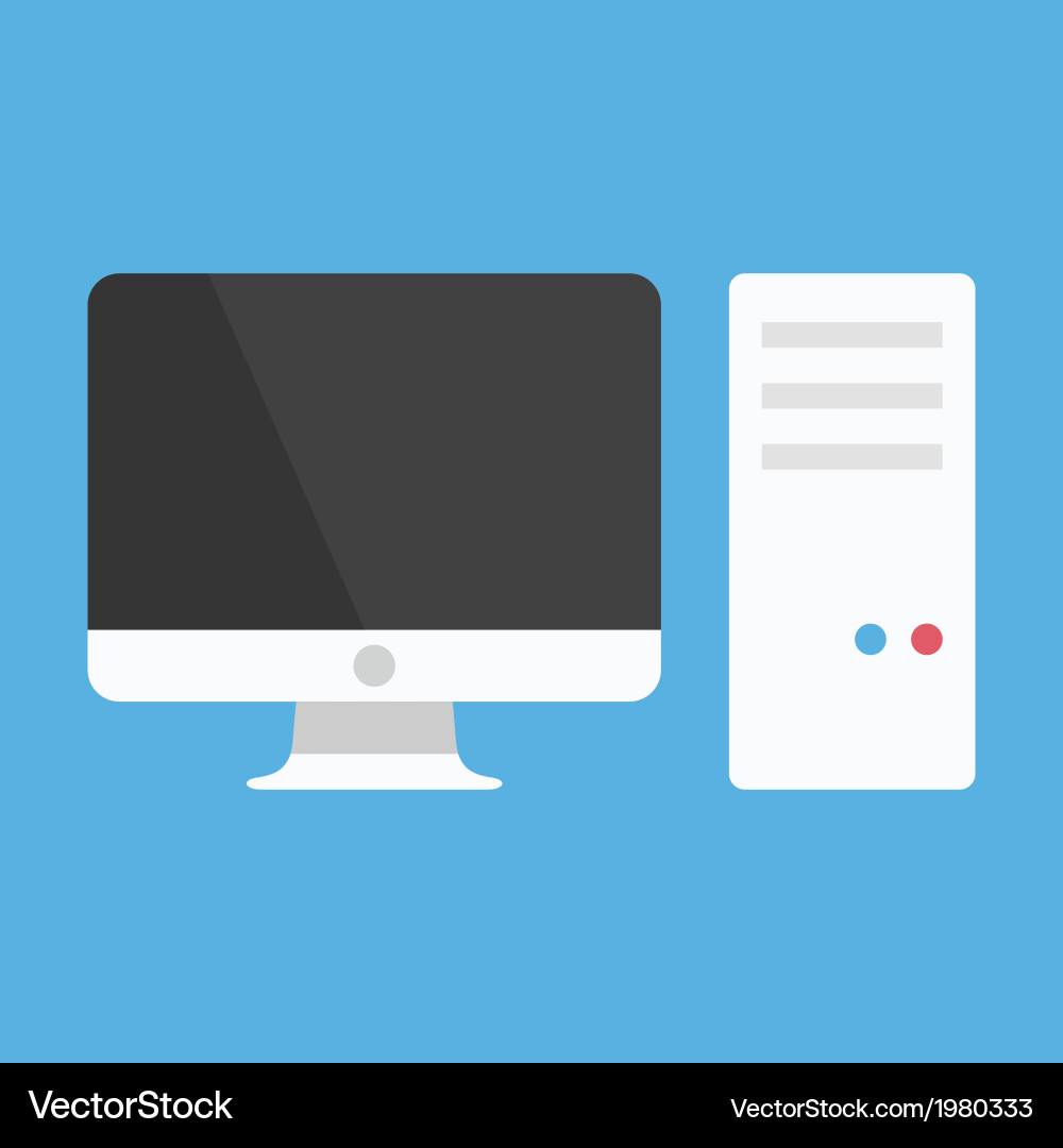 Computer Monitor and Unit Icon Royalty Free Vector Image