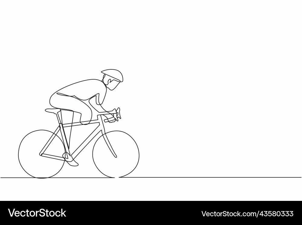 Continuous one line drawing male athlete cyclist Vector Image