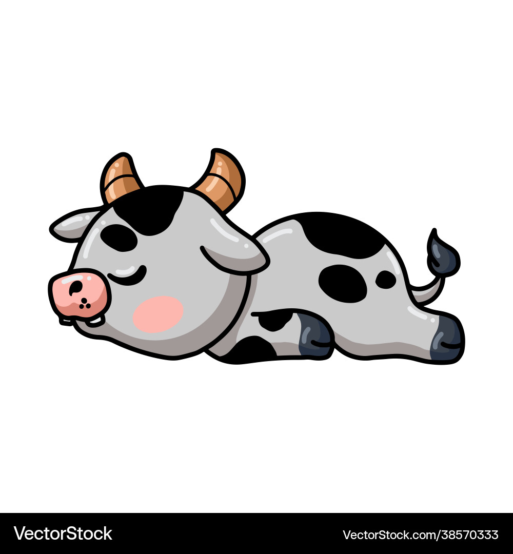 Cute baby cow cartoon sleeping Royalty Free Vector Image