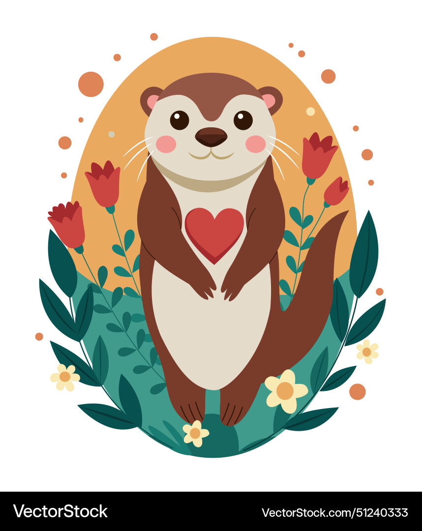 Cute lovely otter character design Royalty Free Vector Image