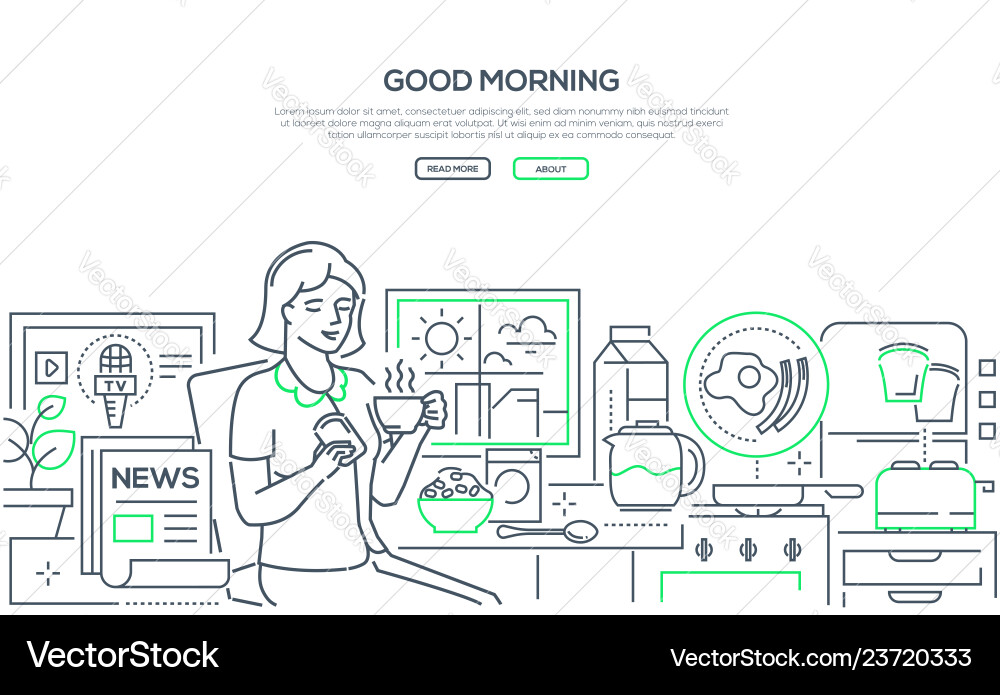 Good morning - modern line design style web banner