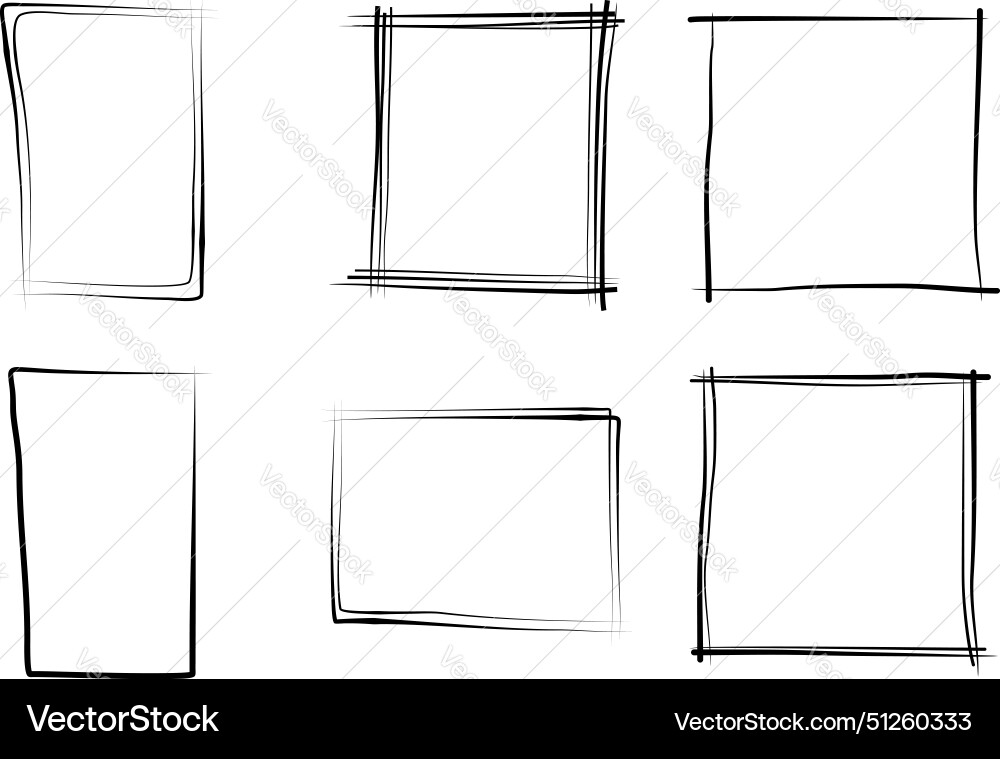 Hand drawn frame square double thin line Vector Image