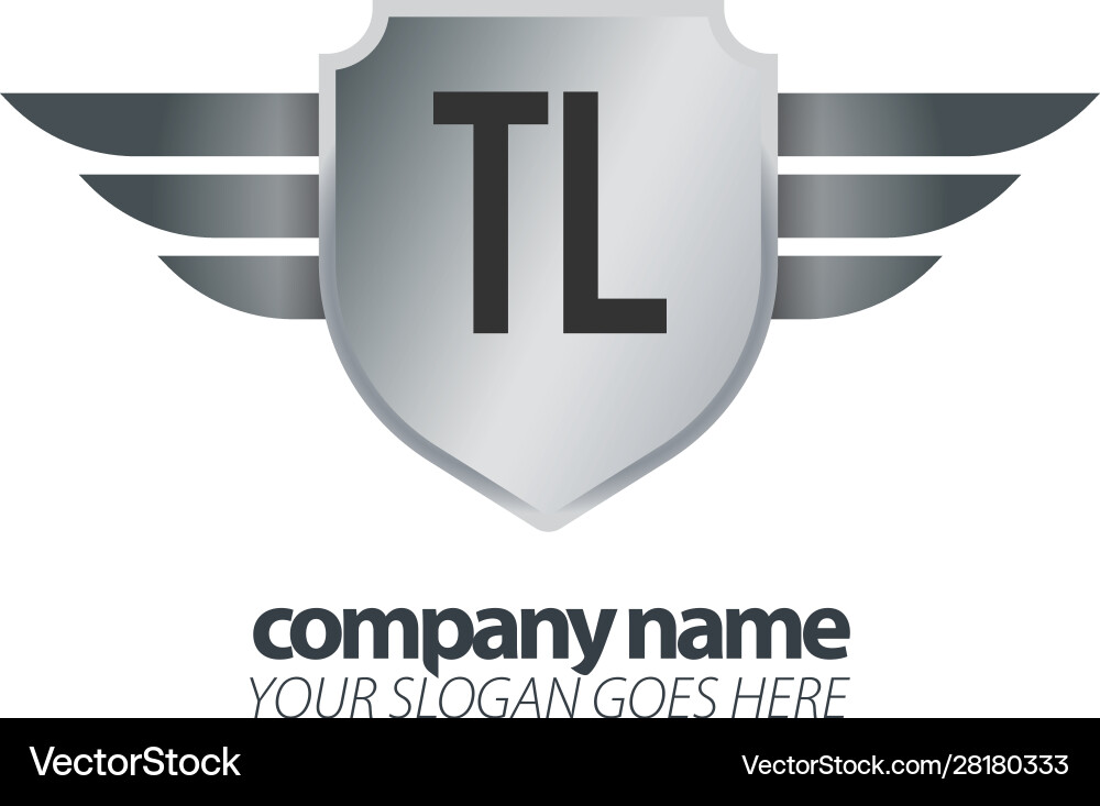 Initial letter tl shield icon design logo wing Vector Image