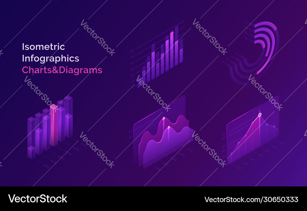 Isometric infographics charts and diagrams set Vector Image