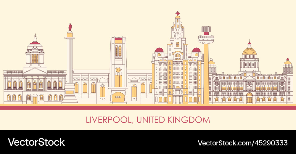 Liverpool Skyline Panorama Royalty Free Vector Image