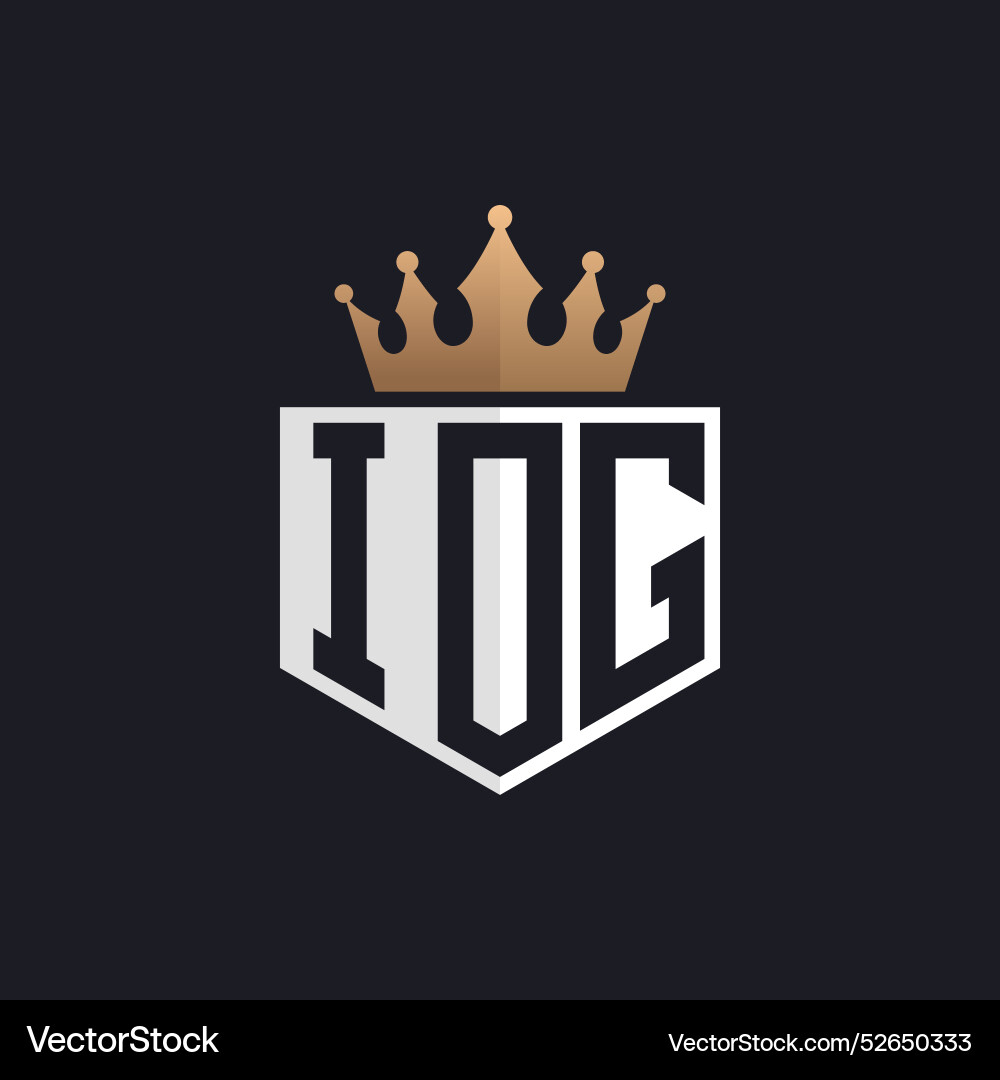 Luxury iog logo with crown elegant initials Vector Image