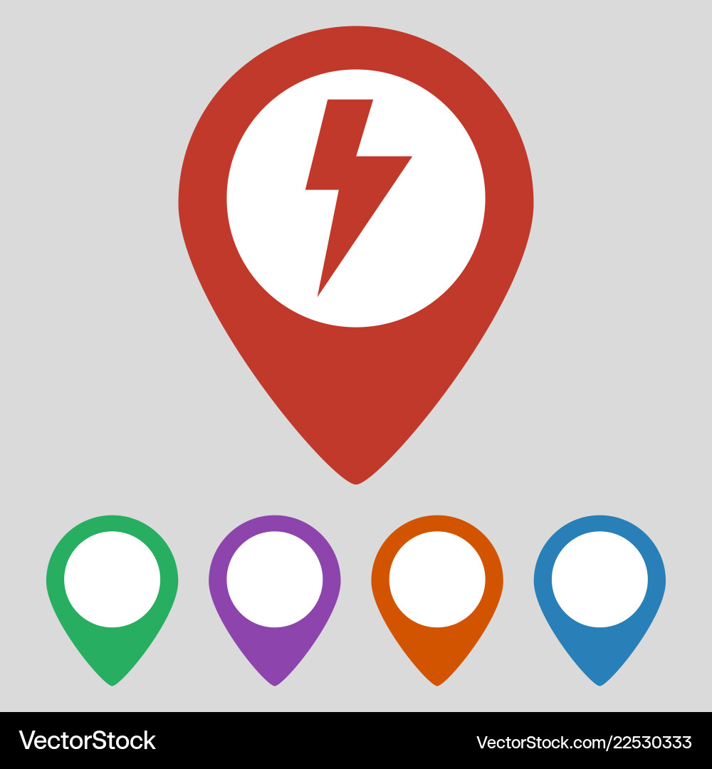 Map pointer icon with electricity symbol Vector Image