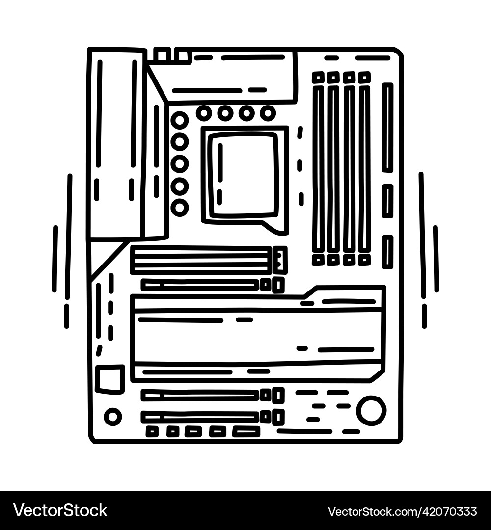 Motherboard gaming icon doodle hand drawn Vector Image
