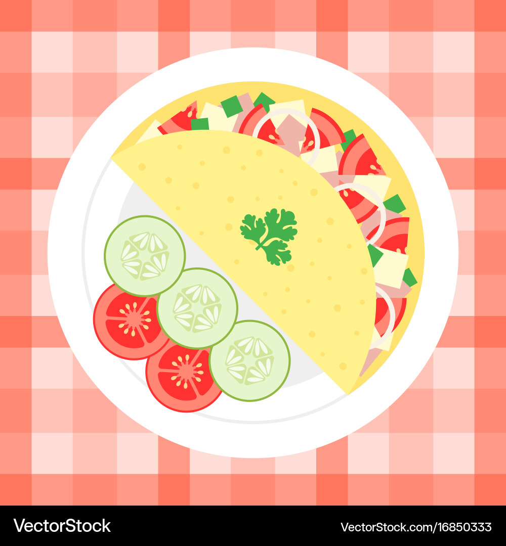 Omelette with vegetables flat design Royalty Free Vector