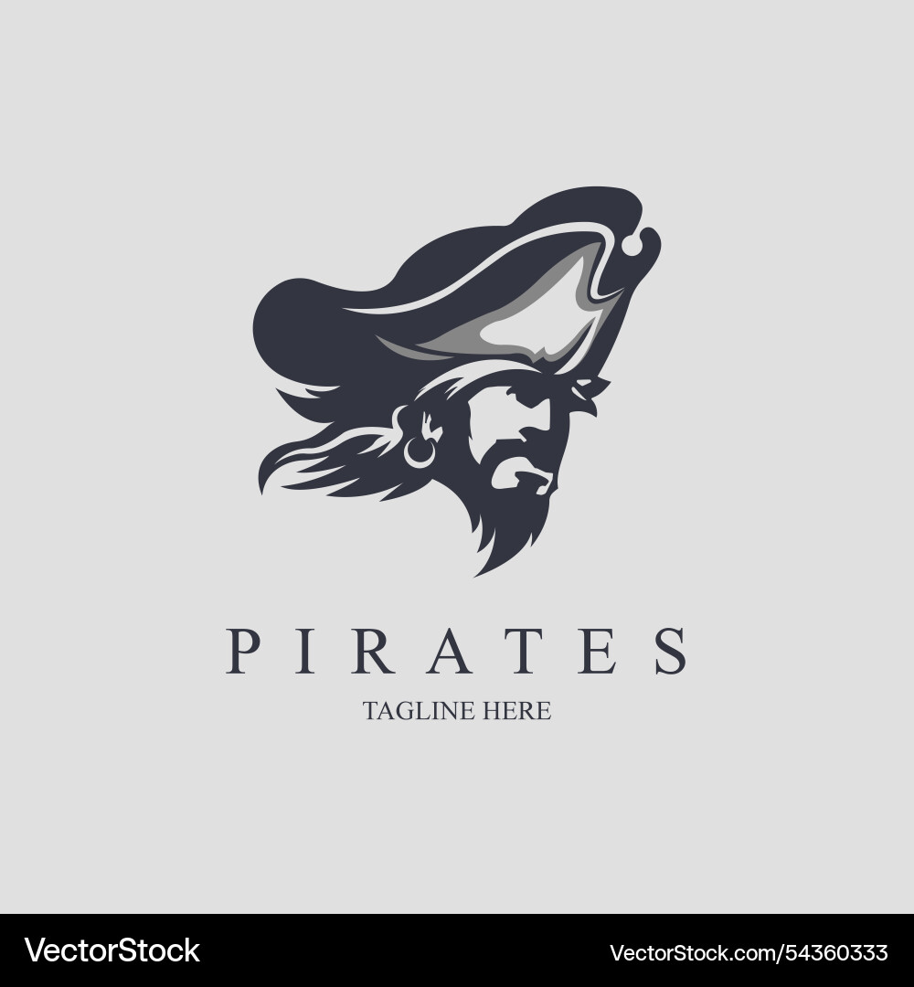 Pirates head logo vintage design template Vector Image