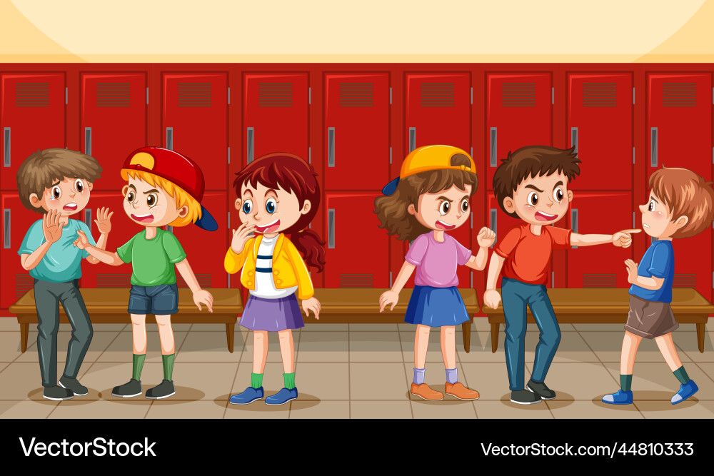 School bullying with student cartoon characters Vector Image