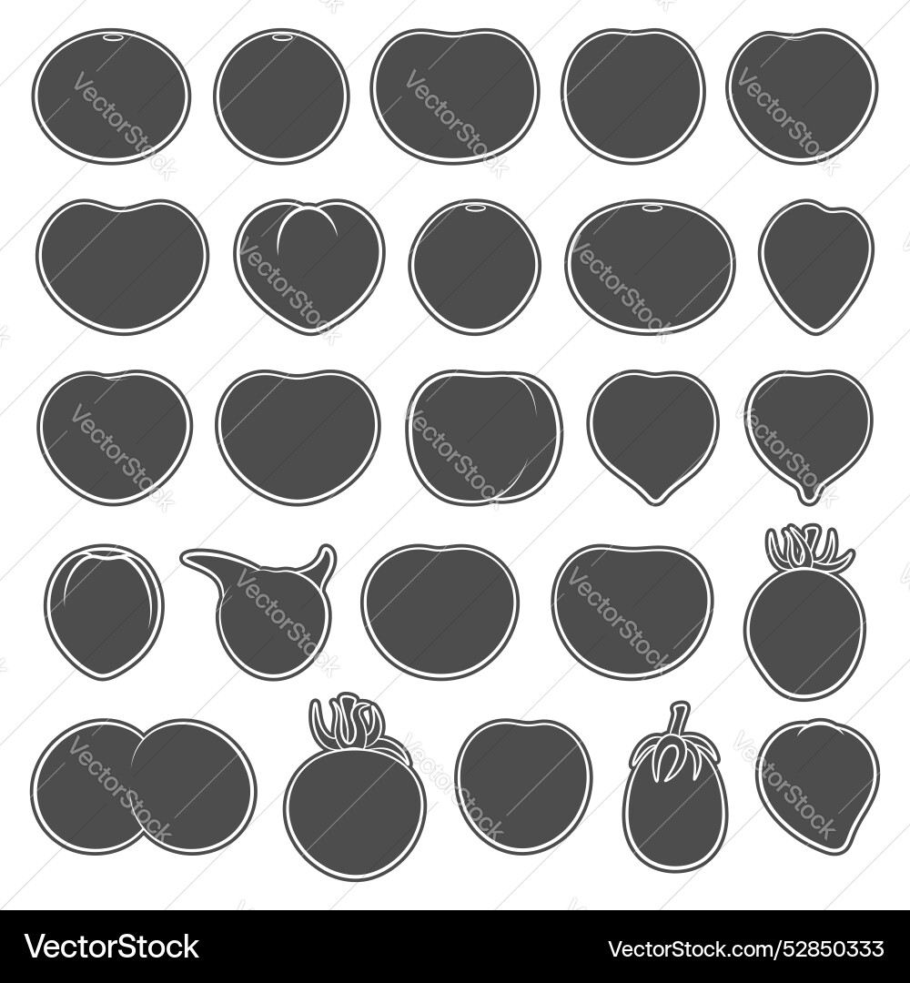 Set of black and white with tomato Royalty Free Vector Image