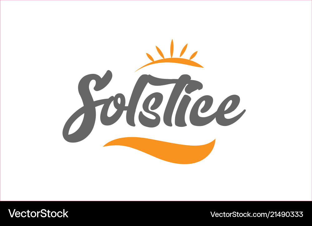 Solstice black hand writing word text typography Vector Image