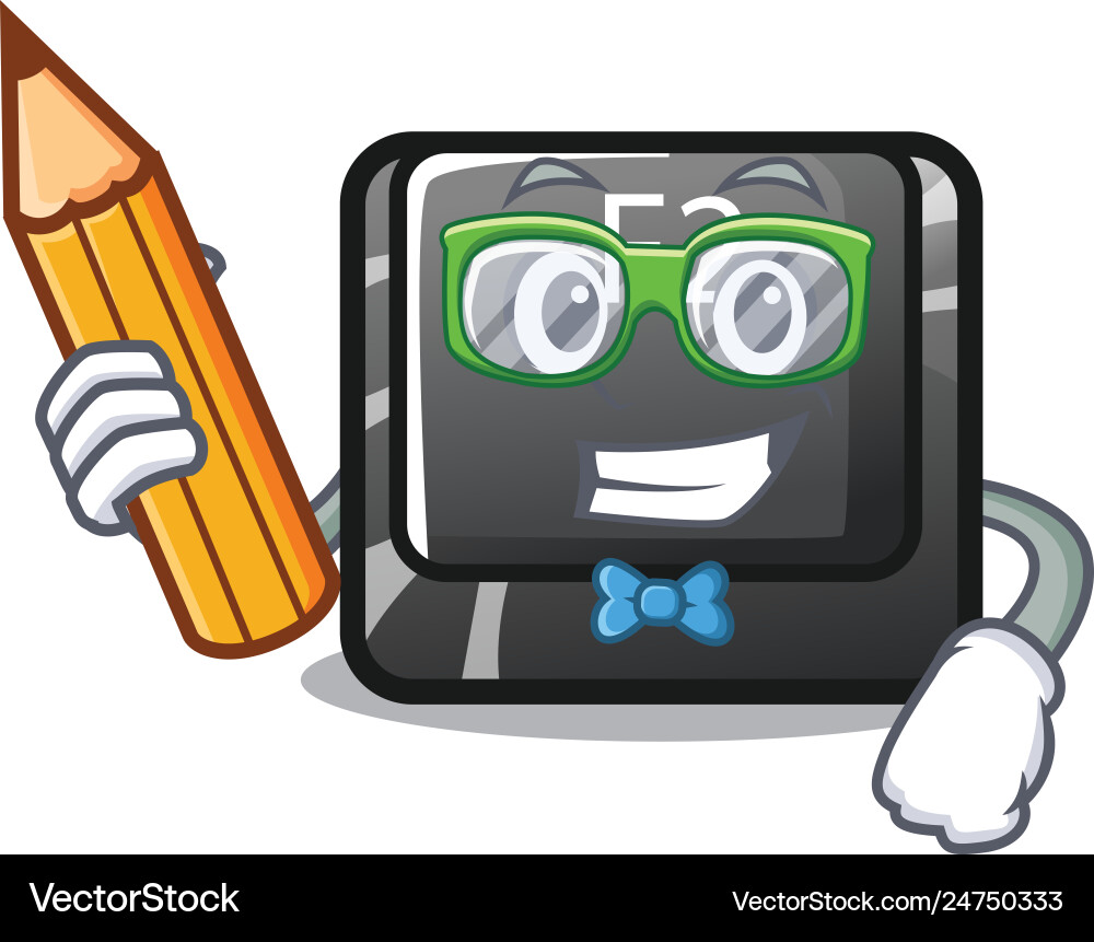 Student cartoon f2 button on keyboard Royalty Free Vector