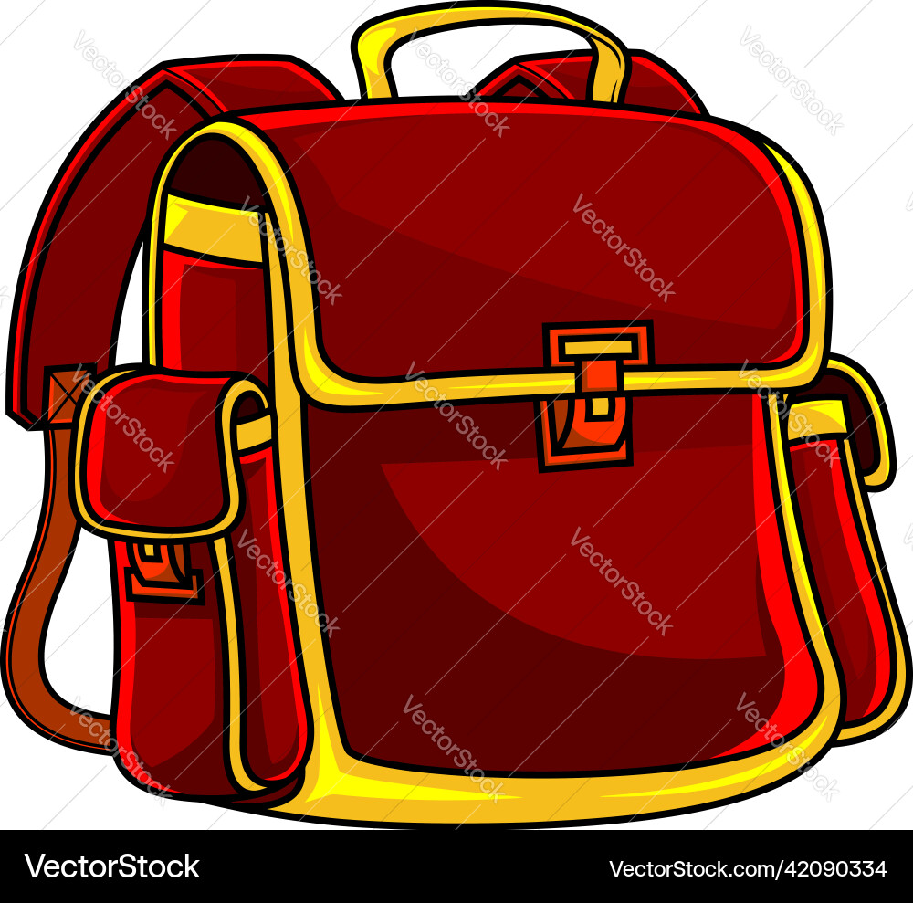 Cartoon red school bag backpack Royalty Free Vector Image