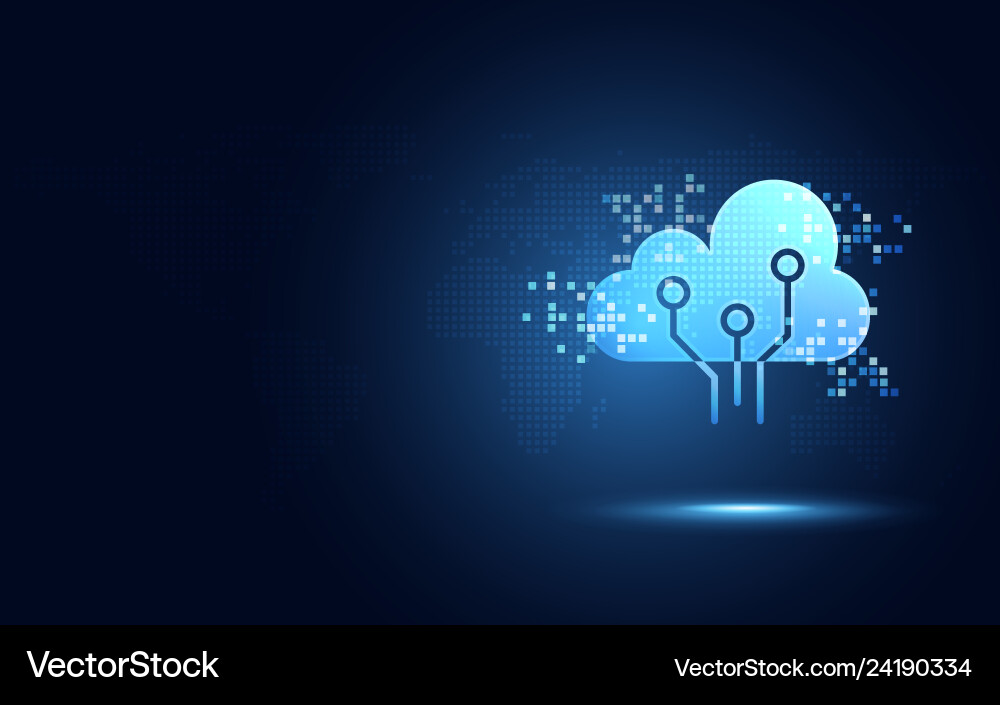 Futuristic blue cloud with pixel digital Vector Image