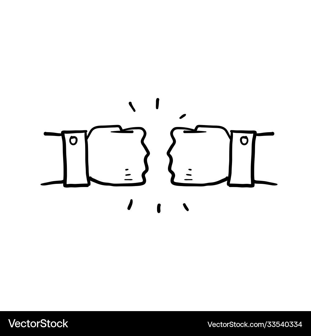 Hand drawn fist bump icon doodle Royalty Free Vector Image