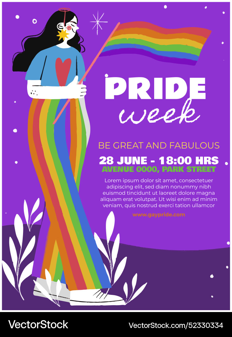 Hand drawn pride month lgbt vertical poster Vector Image
