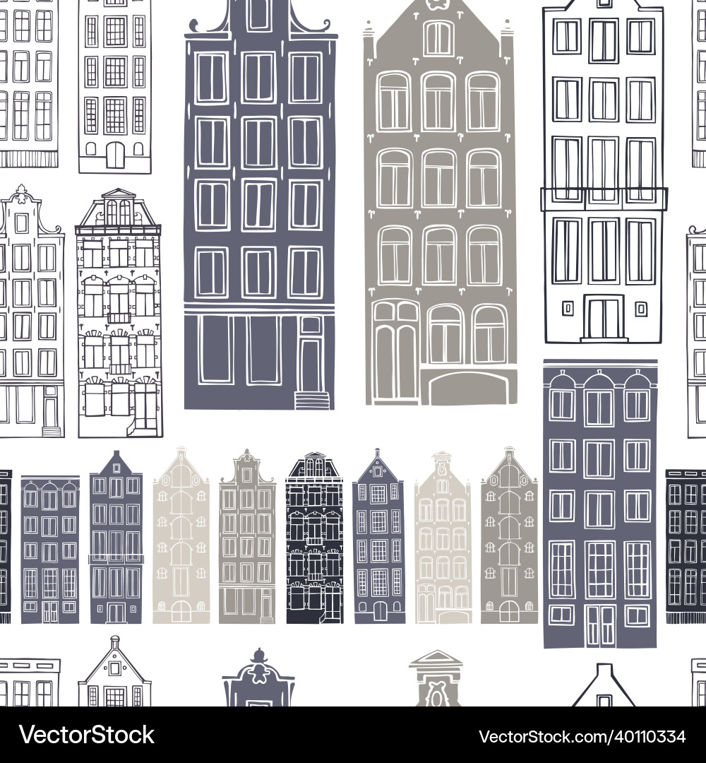 Houses of amsterdam pattern Royalty Free Vector Image