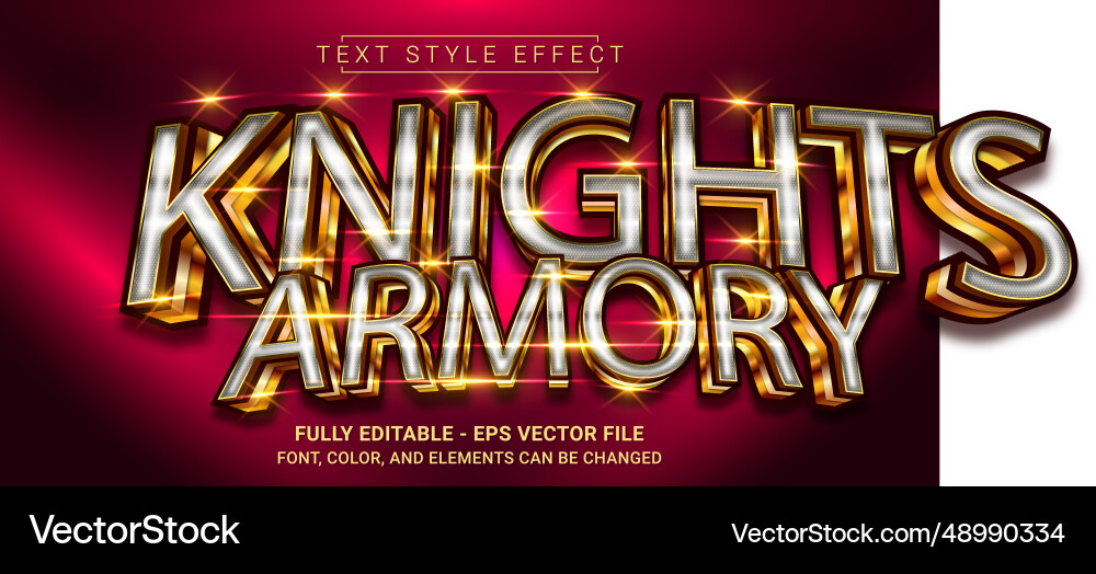 Knights armory text style effect editable graphic Vector Image