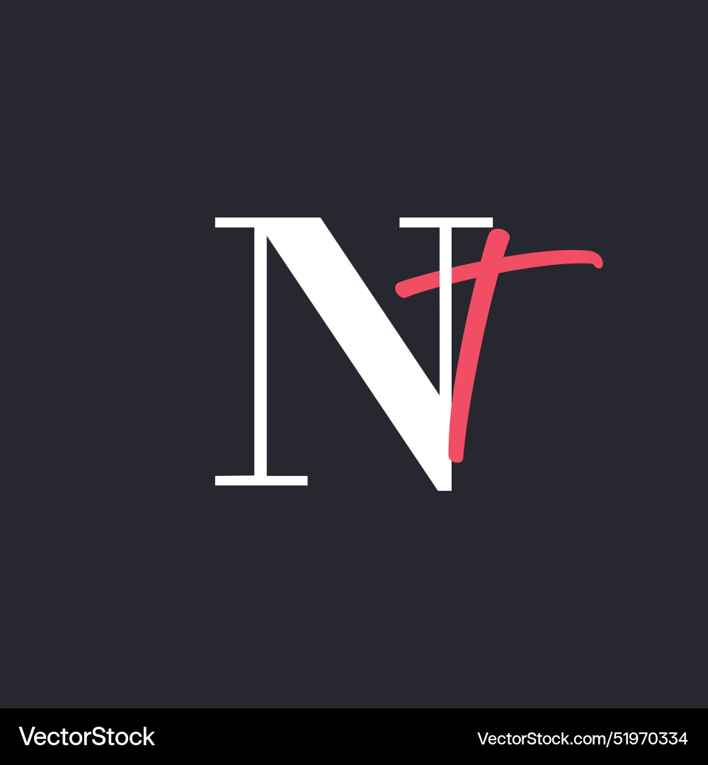 Letter nt logo perfectly blended initials Vector Image