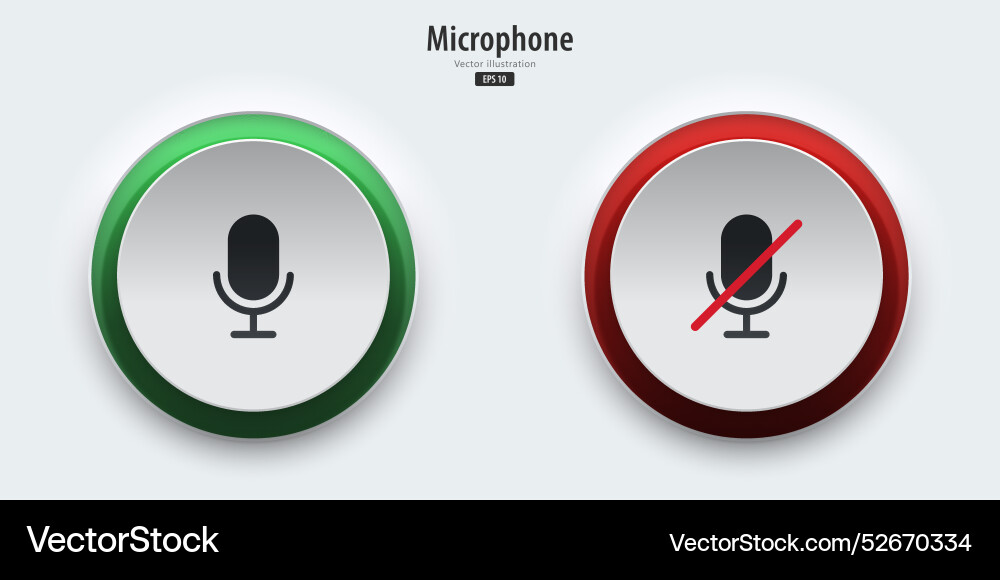 Microphone sign a set of white push buttons Vector Image