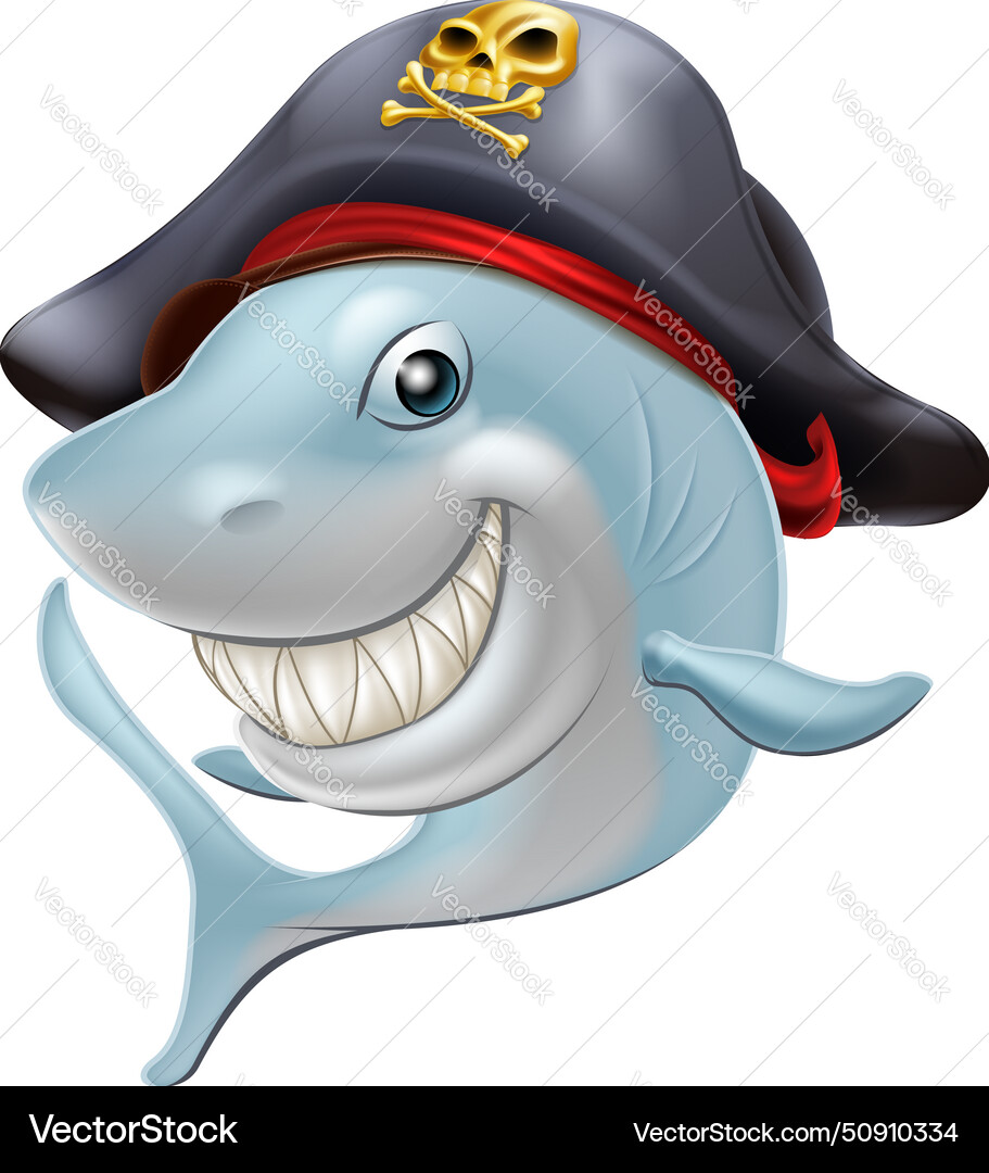 Pirate shark cartoon Royalty Free Vector Image