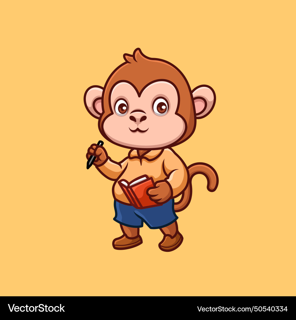 Teacher monkey cute cartoon Royalty Free Vector Image