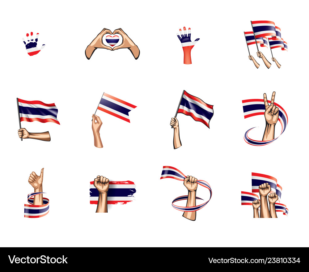 Thailand flag and hand on white background Vector Image