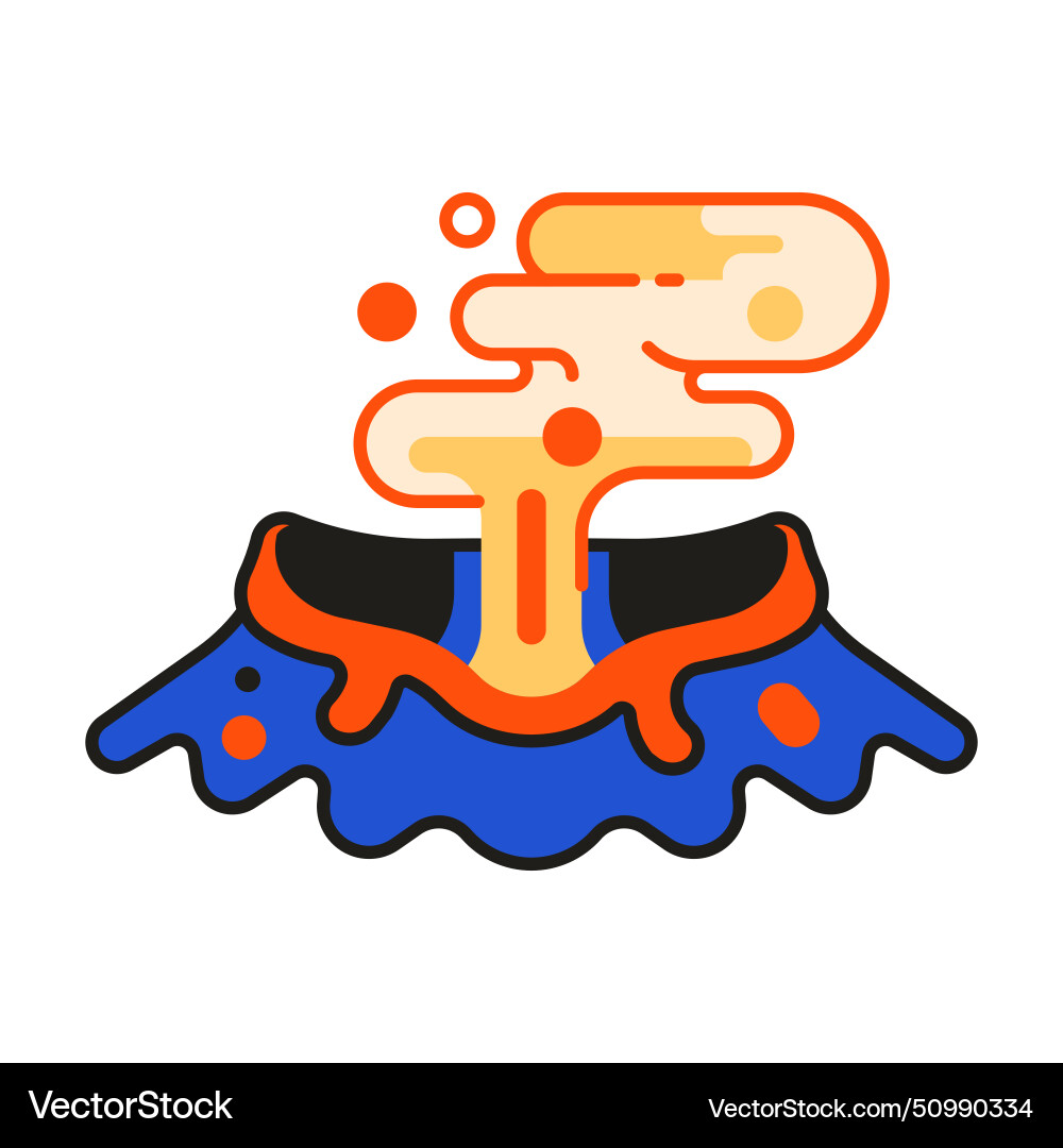 Volcano eruption icon in flat design Royalty Free Vector