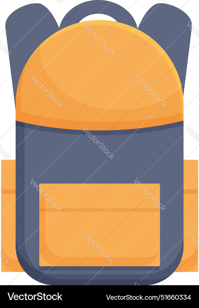 Yellow and blue backpack standing up front view Vector Image