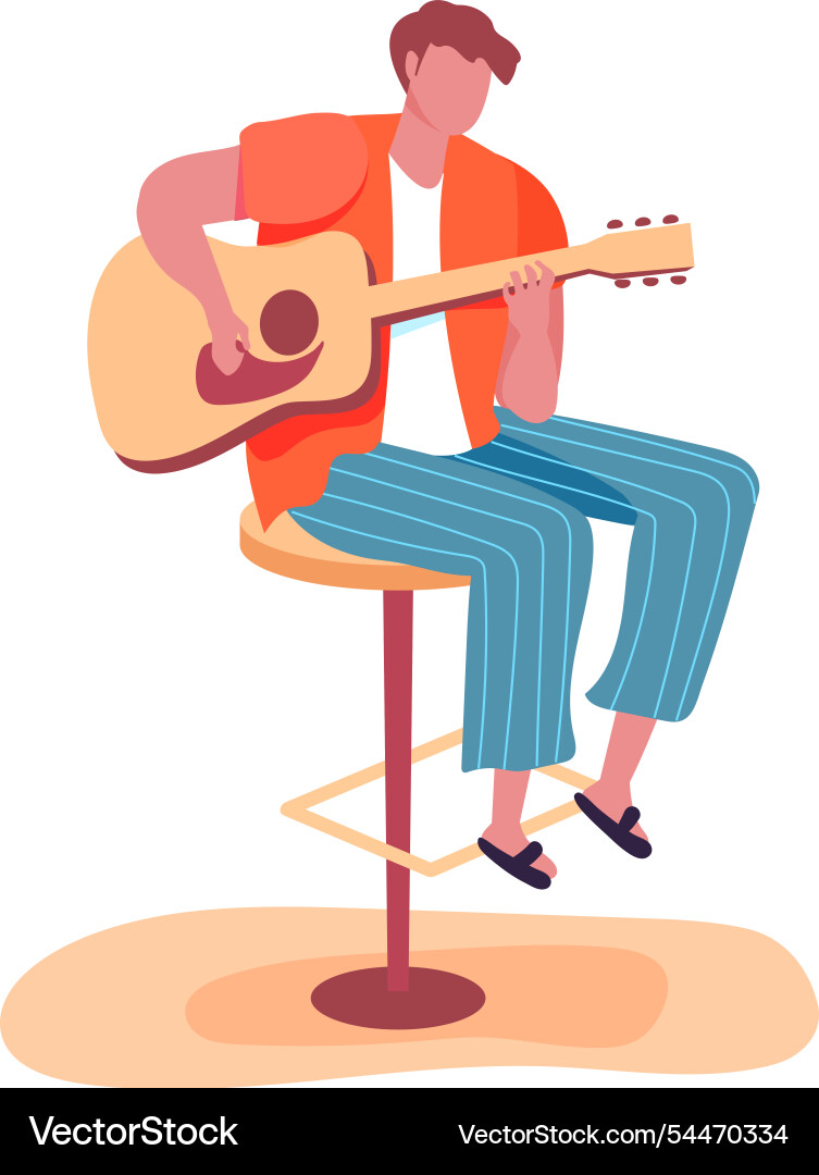 Young musician concentrated playing acoustic Vector Image