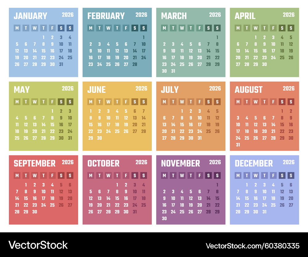 2026 Calendar - Minimalist Style – Royalty-Free Vector | VectorStock