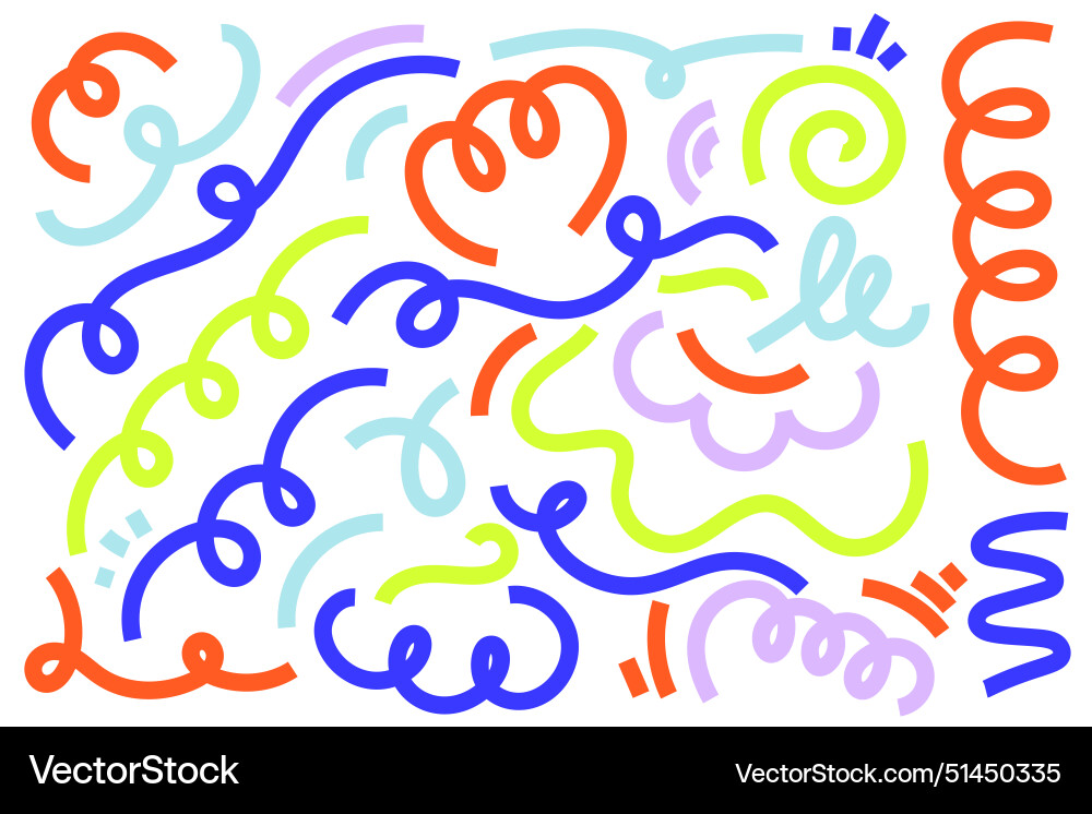 Abstract kids color lines on white background Vector Image