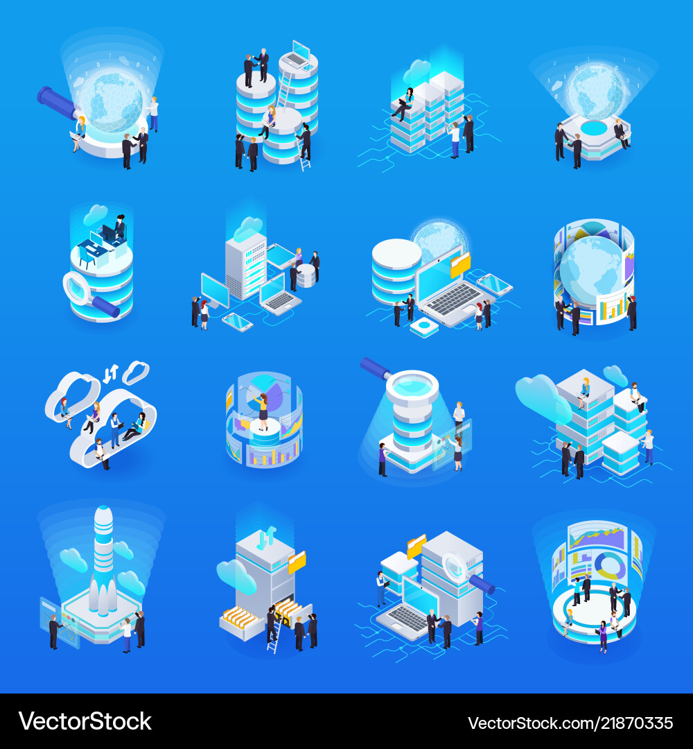 Big Data Isometric Icons Royalty Free Vector Image