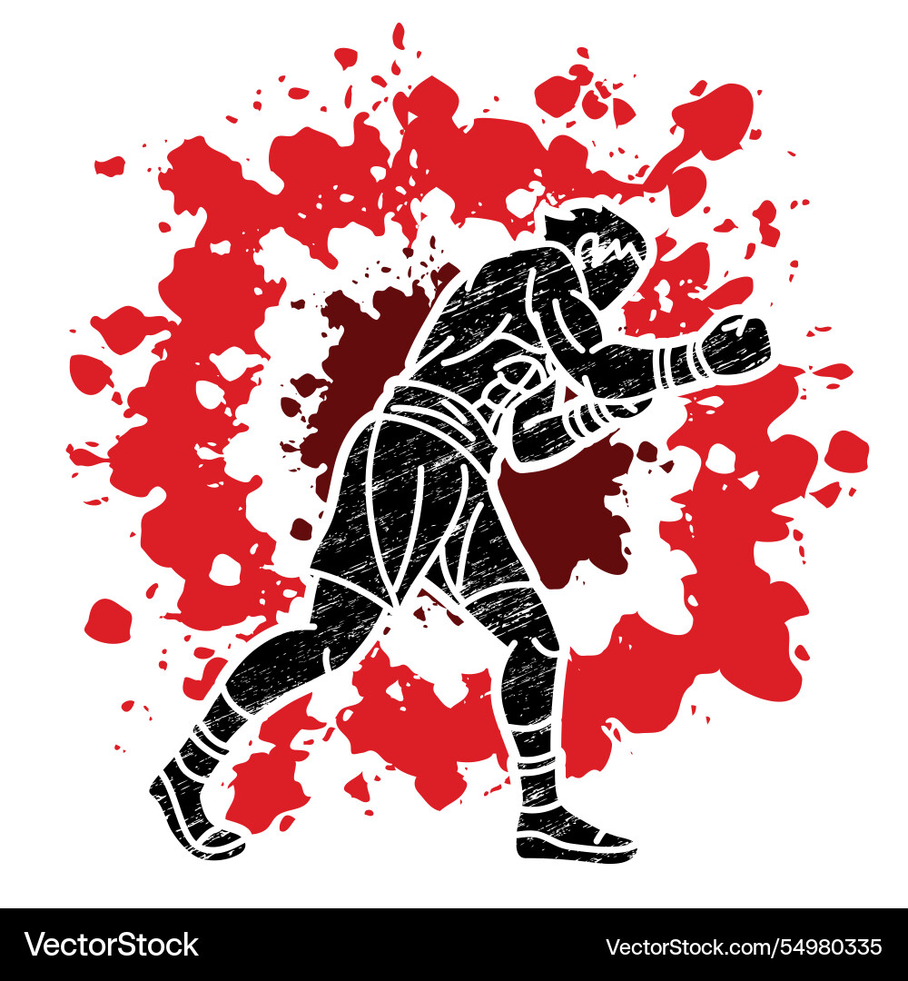 Boxing sport boxer fighting punching action Vector Image