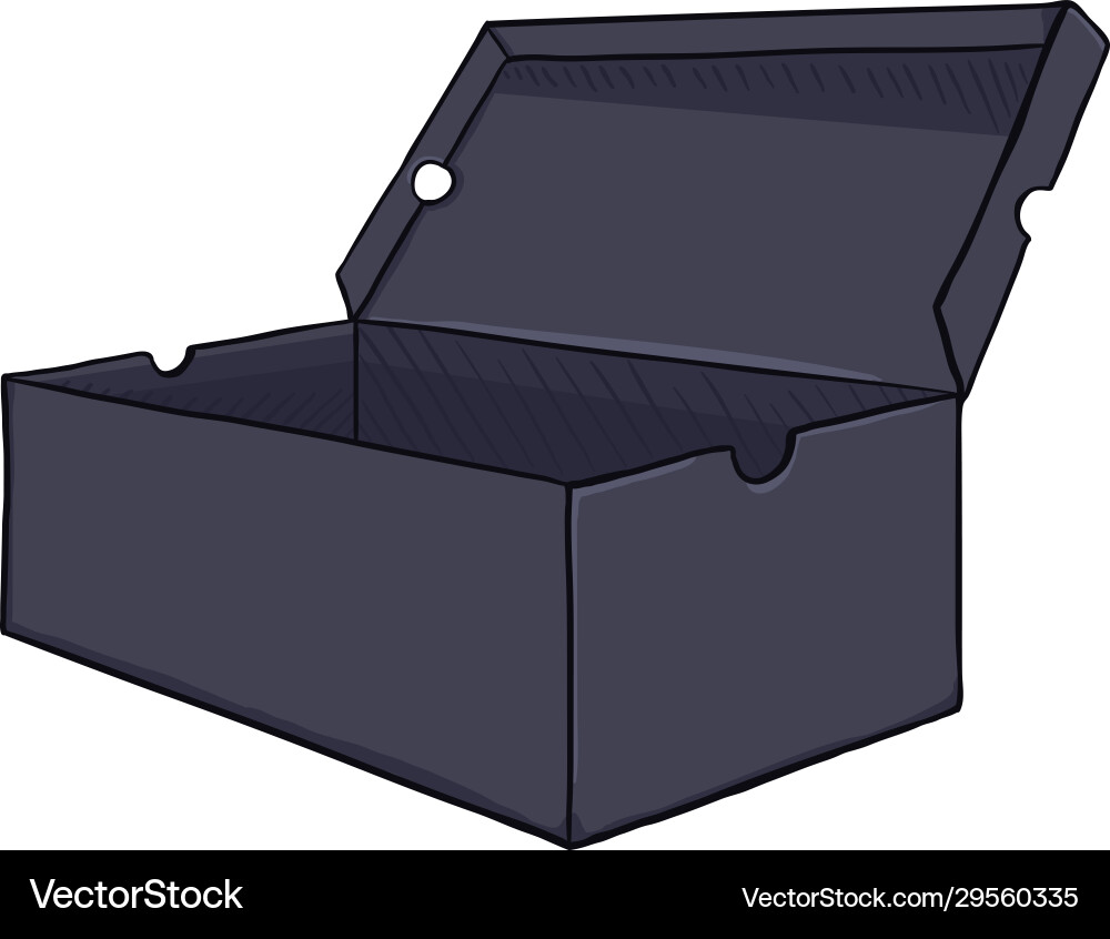 Cartoon open dark blue shoes box Royalty Free Vector Image