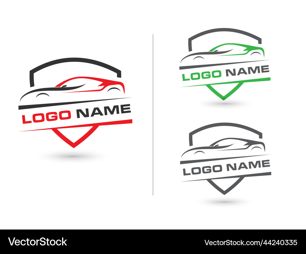 Creative car service logo design shield Royalty Free Vector
