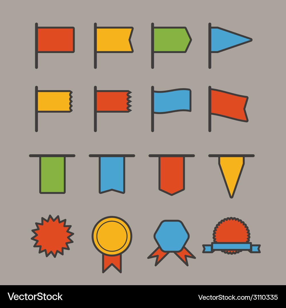 Different color banners and flags clip-art Vector Image