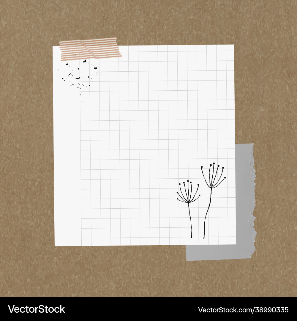 Digital note grid paper element in memphis style Vector Image