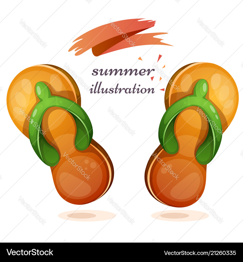 Flip-flops cartoon om the white Royalty Free Vector Image