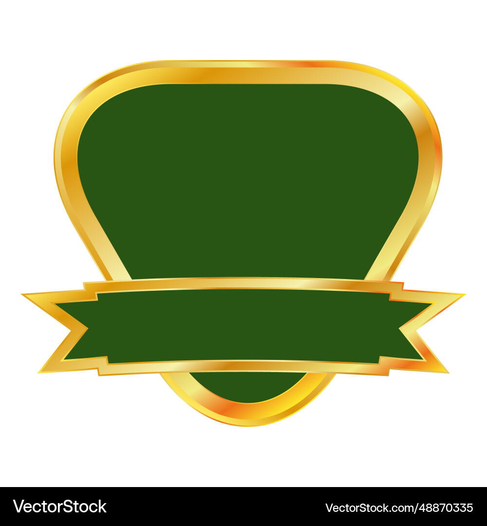 Green gold ribbon emblem Royalty Free Vector Image