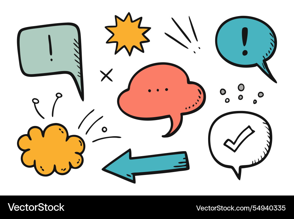 Hand drawn pencil speech bubbles emphasis Vector Image